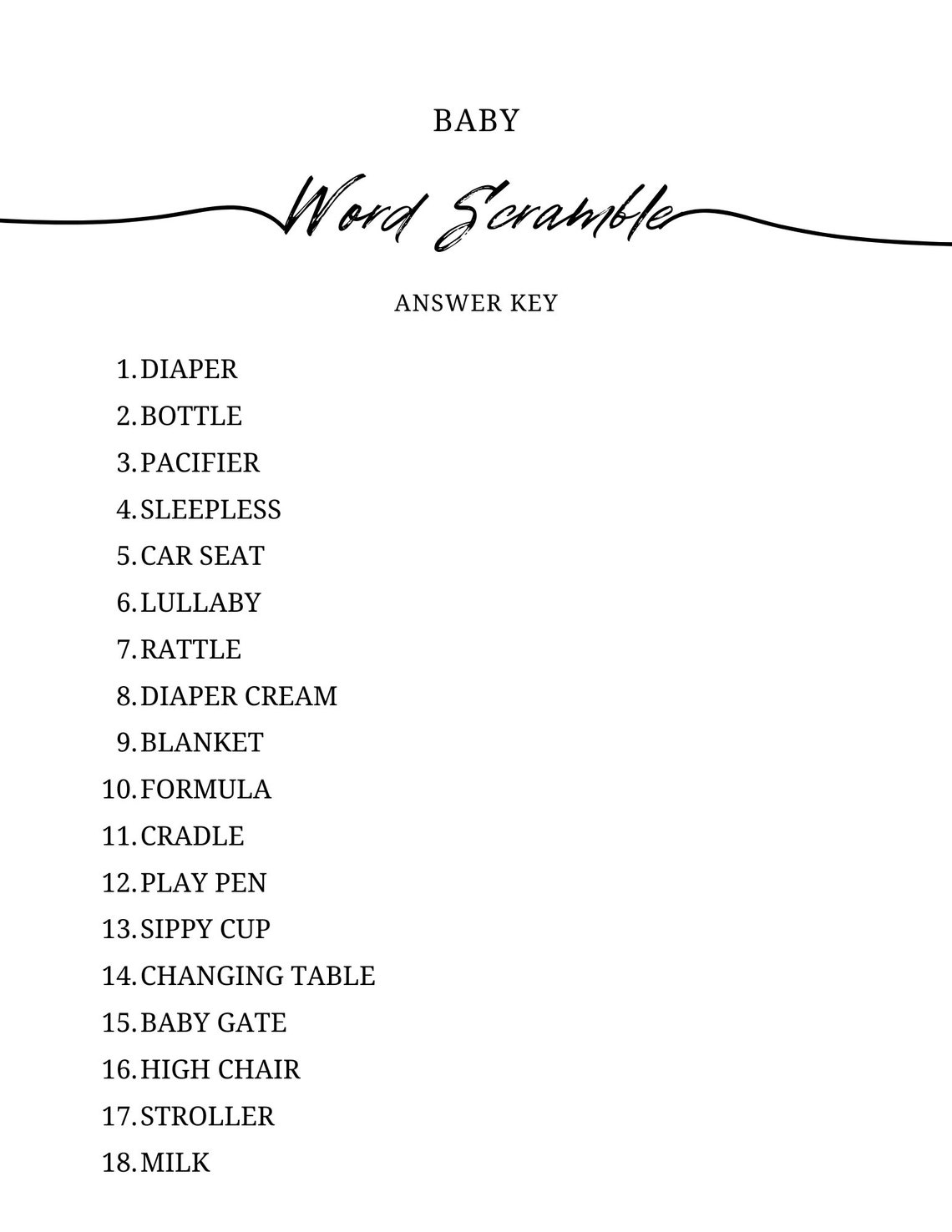 Baby Word Scramble, Baby Shower Game, Printable Baby Shower Game - Etsy