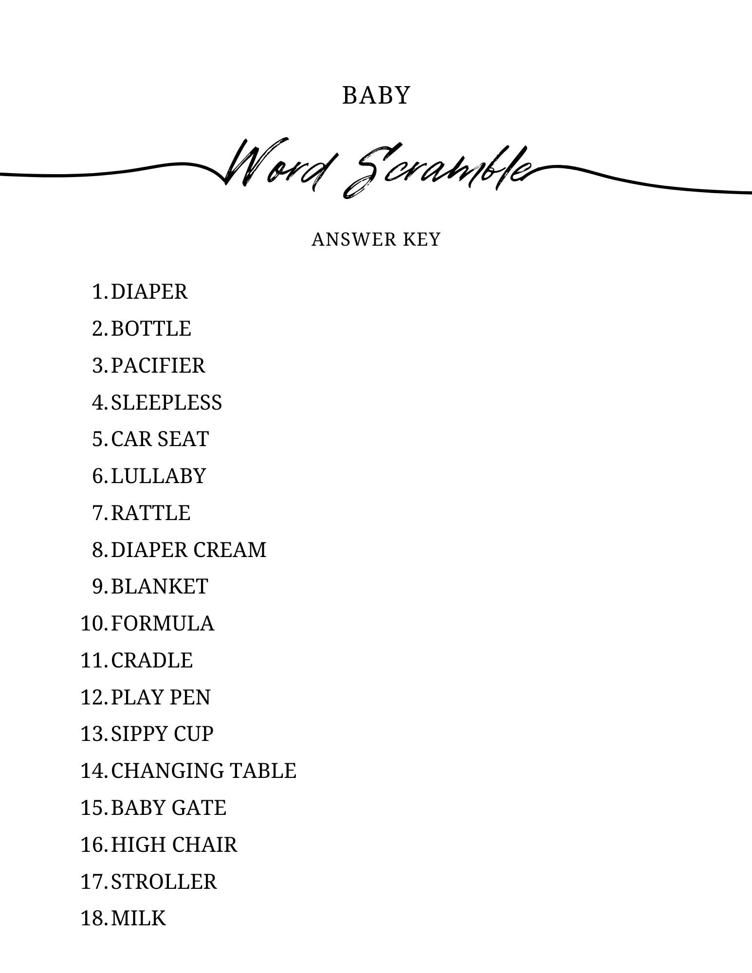Baby Word Scramble, Baby Shower Game, Printable Baby Shower Game - Etsy