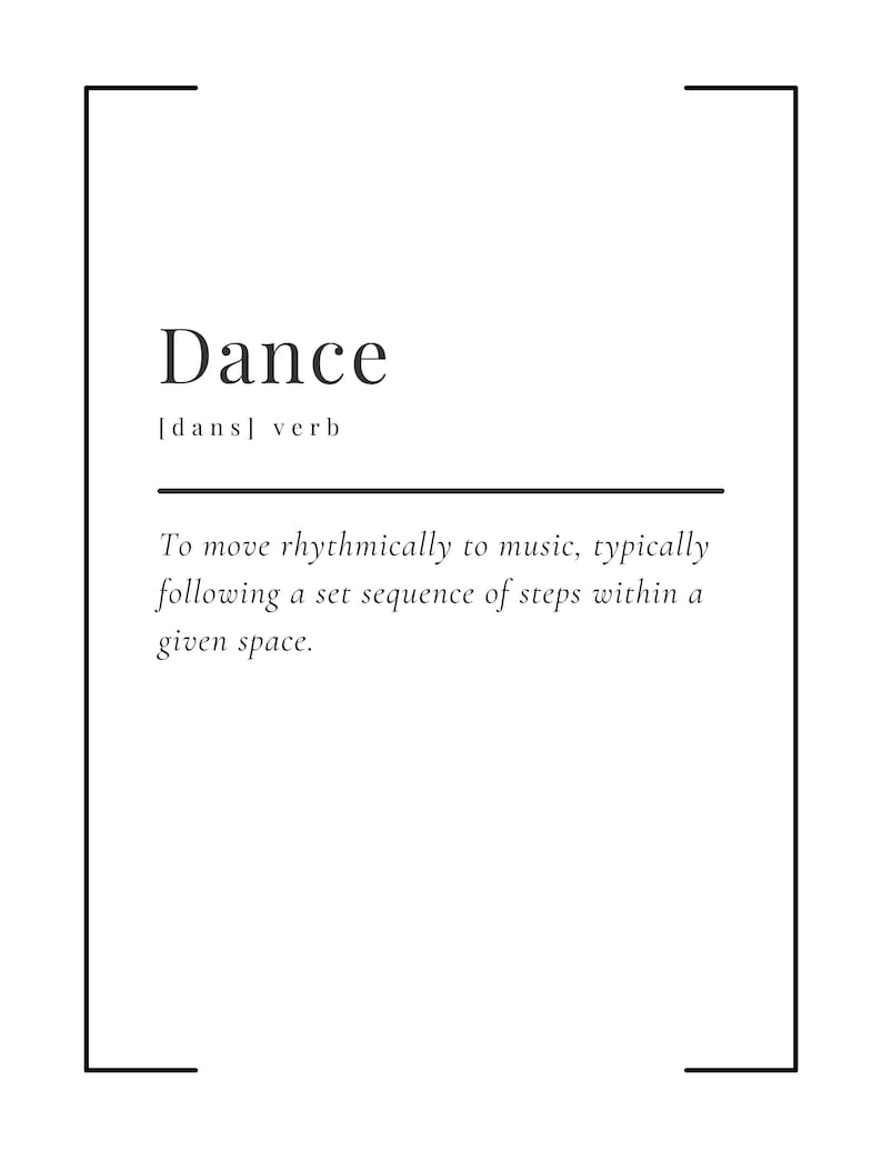 Dance Definition, Printable Dance Art, Dance Studio Wall Art - Etsy