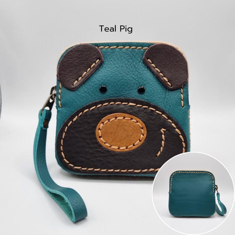 Leather Mini Wallet Pig / Lion / Panda Face Coin Purse - Etsy