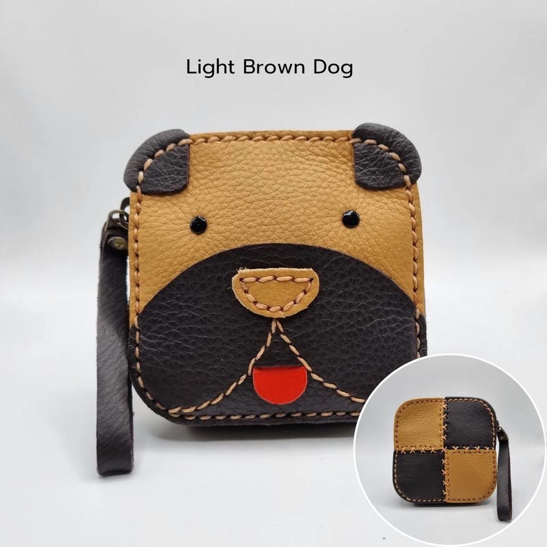 Leather Mini Wallet Dog / Cat / Sheep Face Coin Purse - Etsy