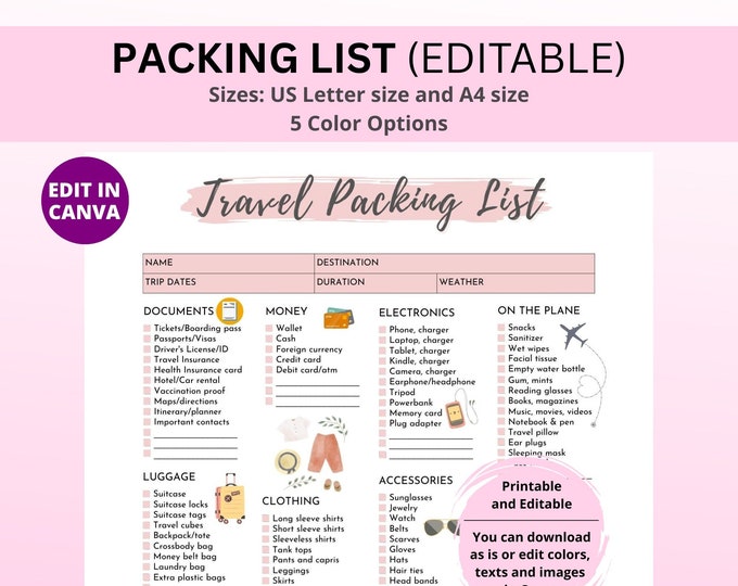 Weekend Getaway Packing List Printable (PDF & PNG) - Etsy Canada