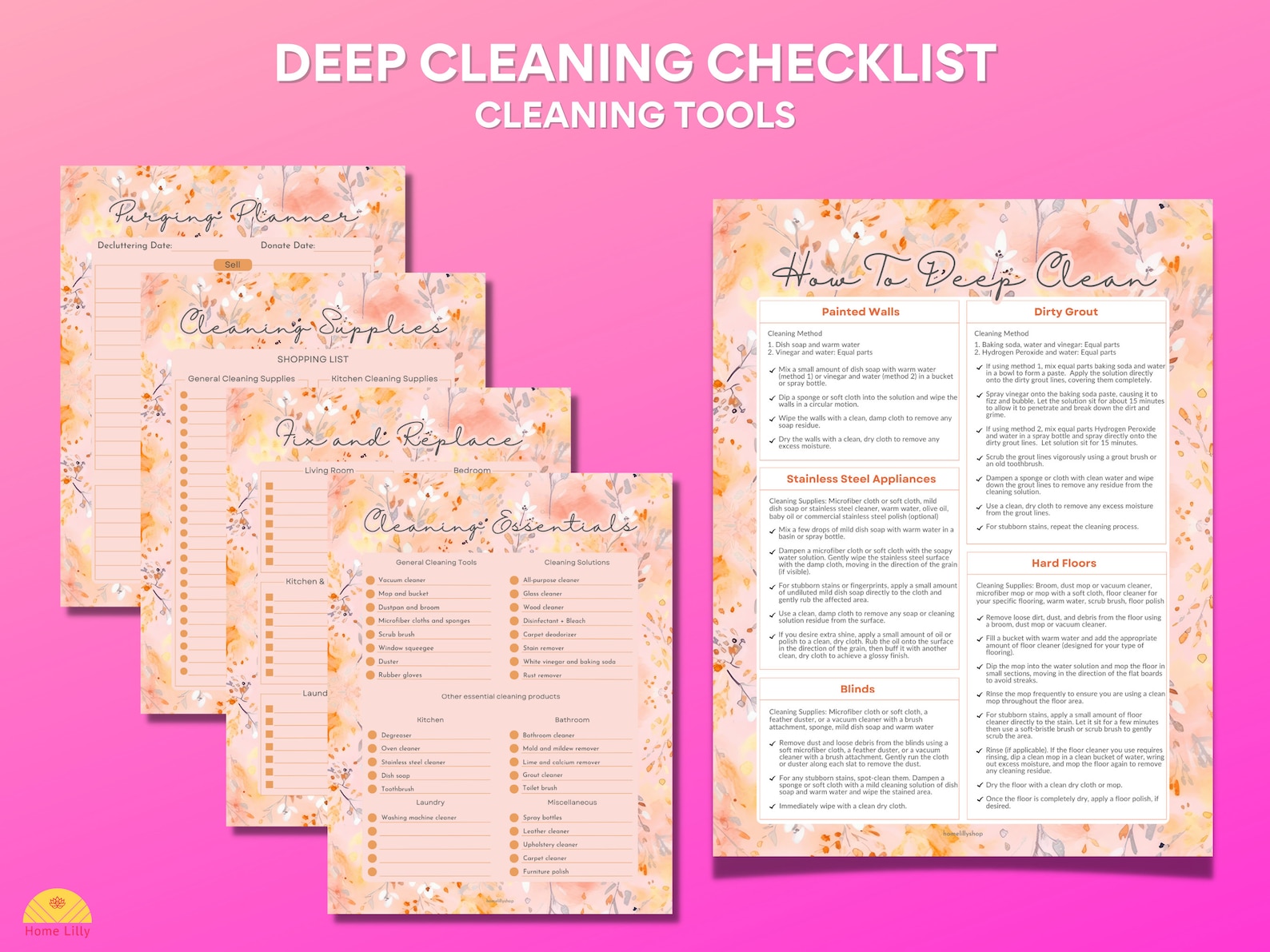 Deep Cleaning Checklist Printable House Cleaning Checklist by Room ...