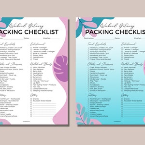 Weekend Getaway Packing List Printable: Travel Checklist (PDF & PNG) - Etsy