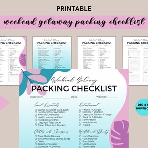 Weekend Getaway Packing List Printable: Travel Checklist (PDF & PNG) - Etsy