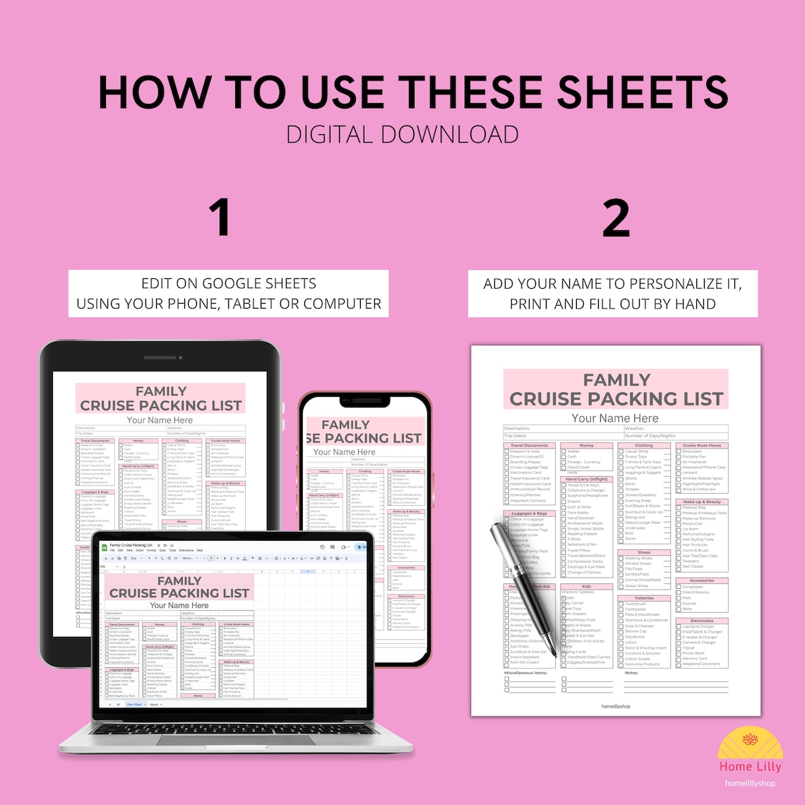 Editable Packing List Family Packing List Cruise Checklist Travel ...