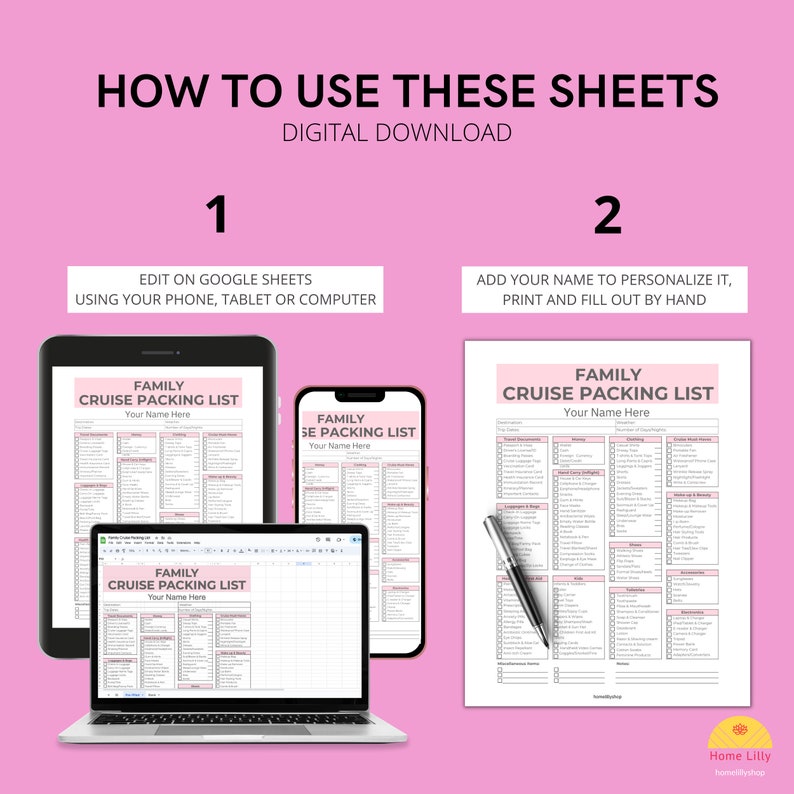 Editable Packing List Family Packing List Cruise Checklist Travel ...