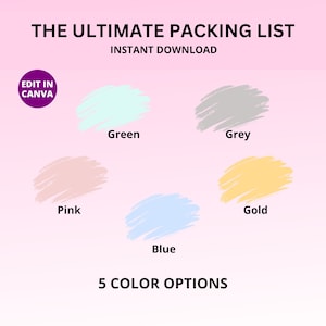 Travel Packing List Editable Packing List Packing Checklist Travel ...
