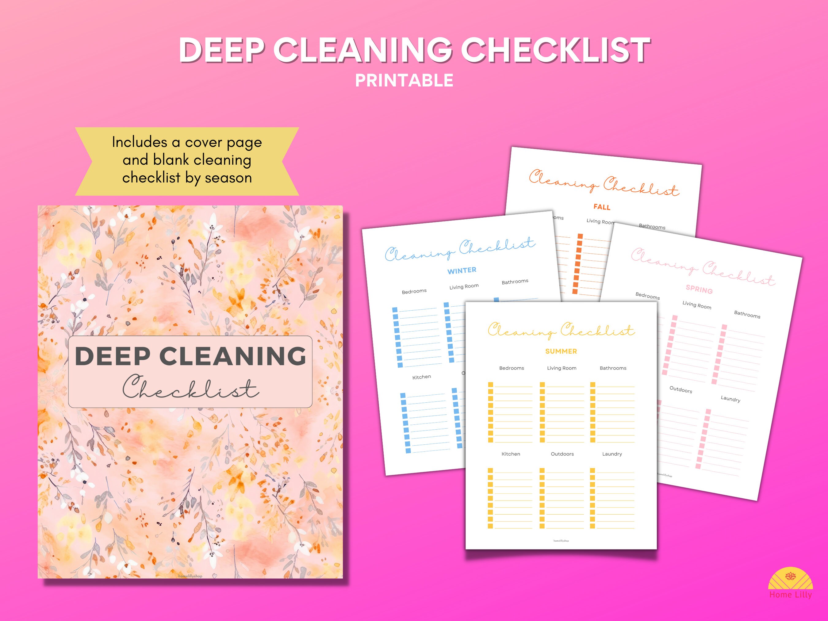 Deep Cleaning Checklist Printable House Cleaning Checklist by Room ...