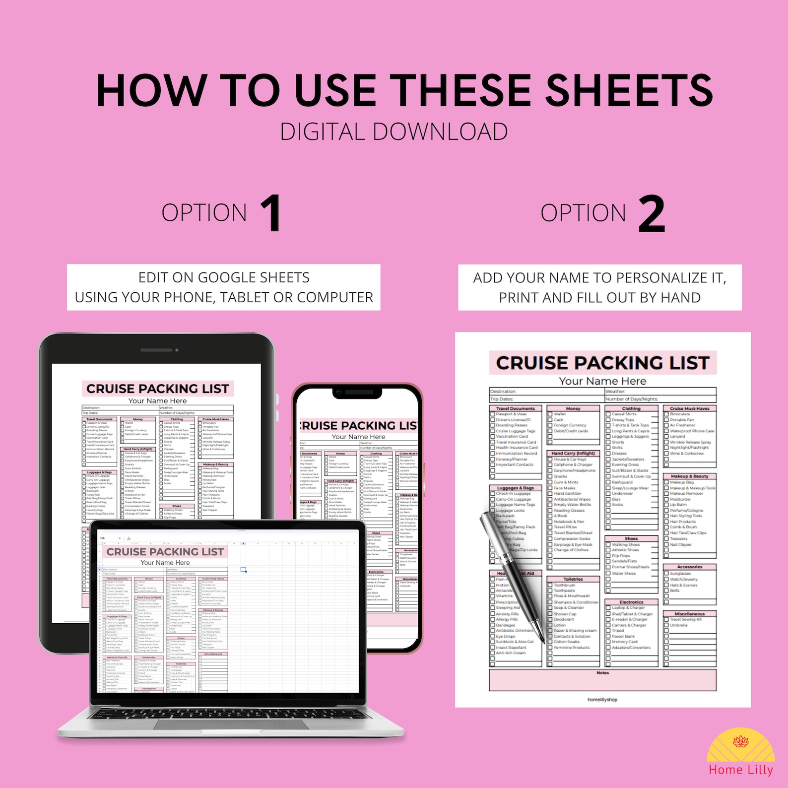 Editable Cruise Packing List: Google Sheets Travel Checklist (digital ...