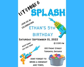Water Fight Invitation - Etsy
