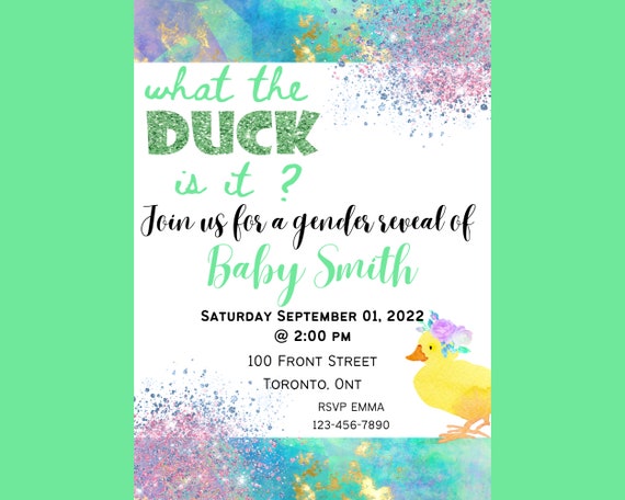 What the Duck Gender Reveal Invitation - Etsy