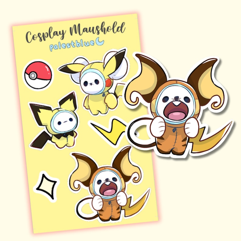 Maushold Pika Pokemon Sticker Sheet Maushold Tandemaus Pichu Pikachu ...