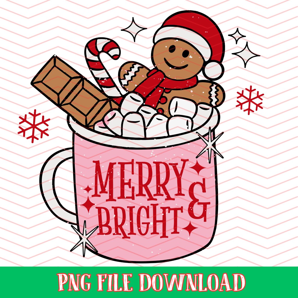 Merry & Bright Pink Christmas PNG File - Etsy