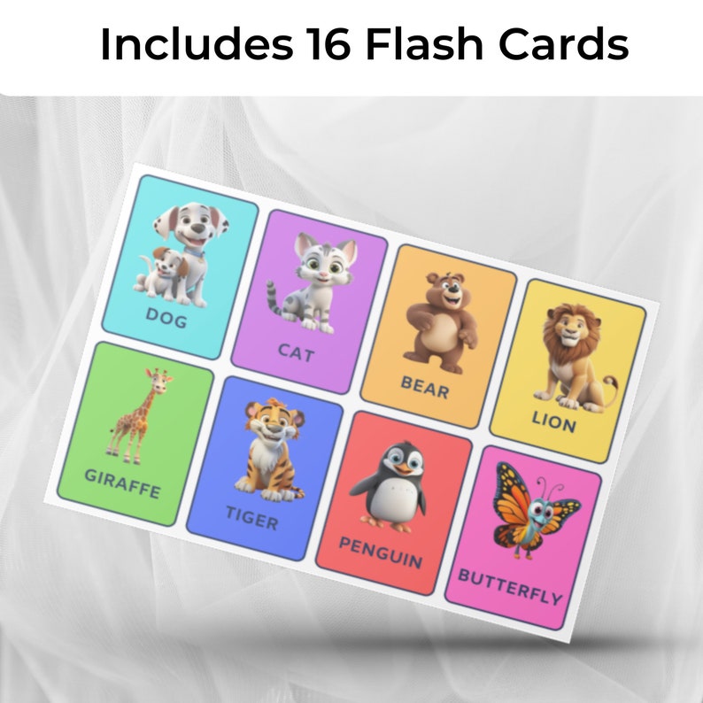 Set of 16 Printable Animal Flashcards for Kids That Are Both ...