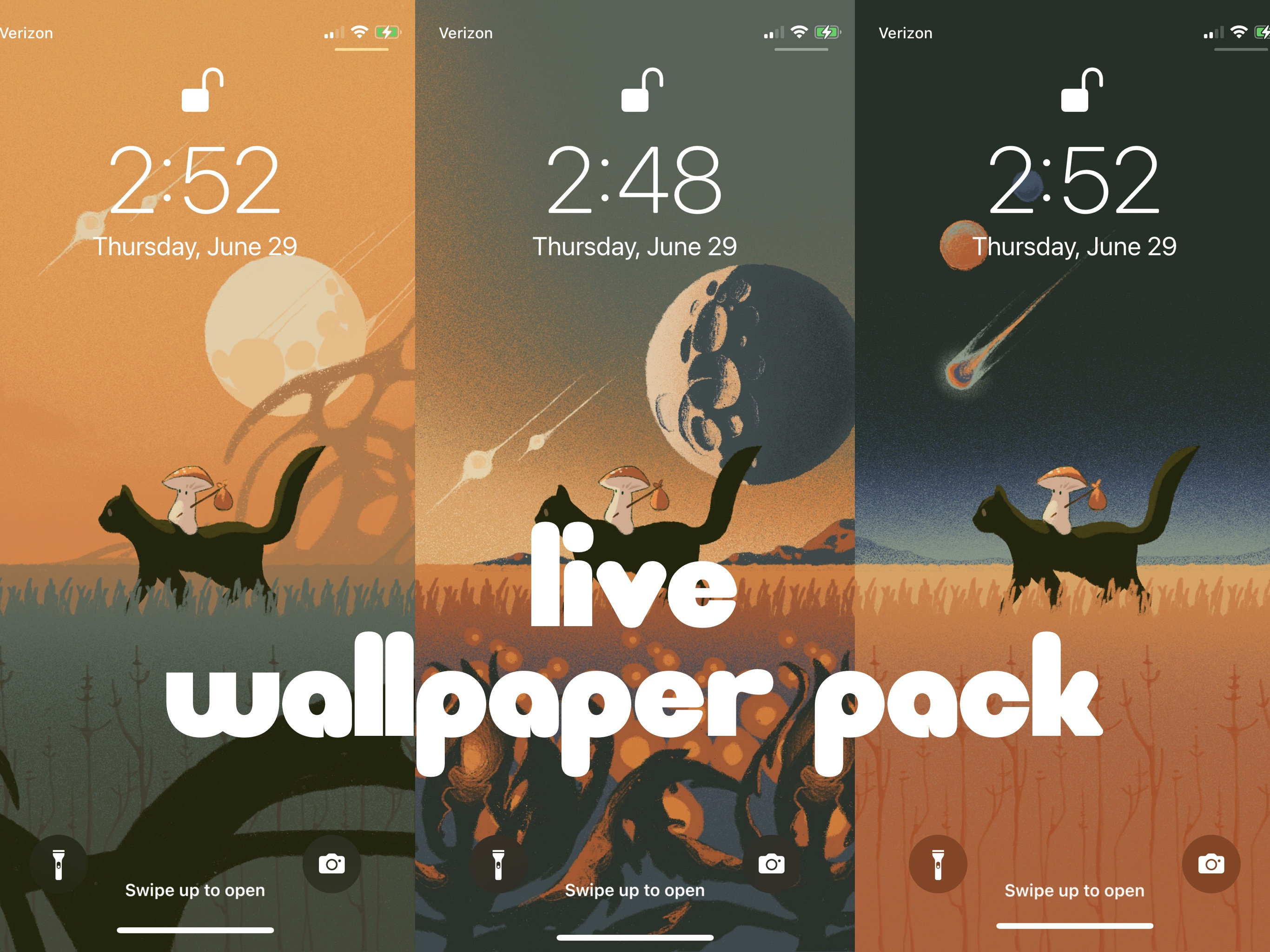 Live Sci-fi Cat & Mushroom Animated Digital Background GIF 5-pack - Etsy