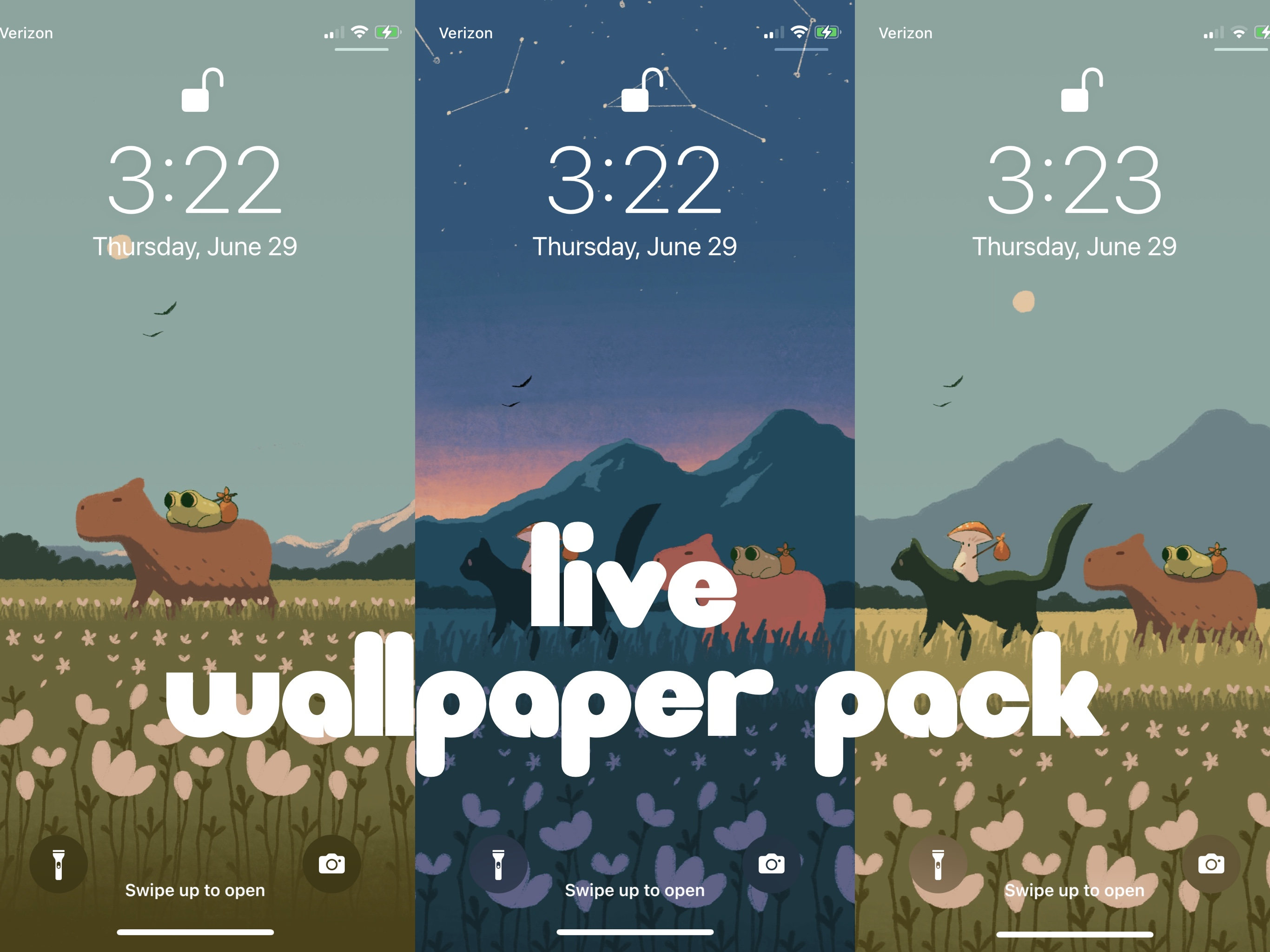 Capybara Cat Live Animated Digital Background HD GIF 3-pack - Etsy