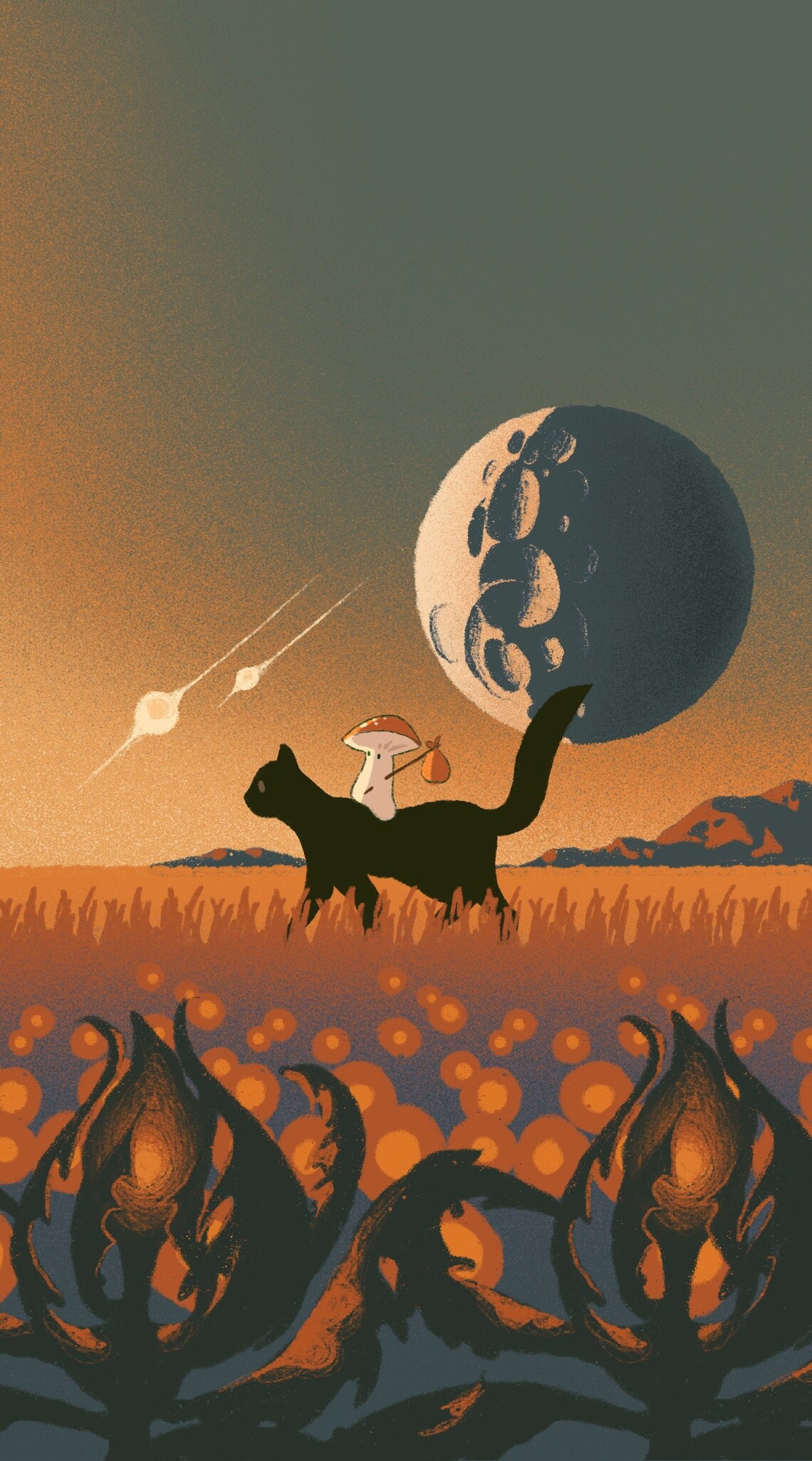 Live Sci-fi Cat & Mushroom Animated Digital Background GIF 5-pack - Etsy