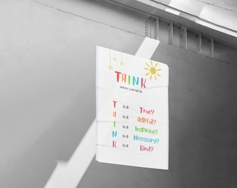 Classroom Management Poster - Think Before You Speak - Etsy
