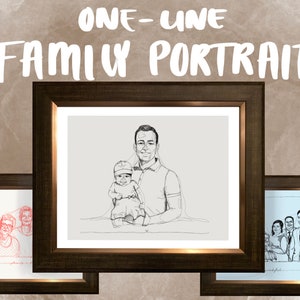 CUSTOM One-line FAMILY PORTRAIT Made From Photos, With Writing or Heart ...