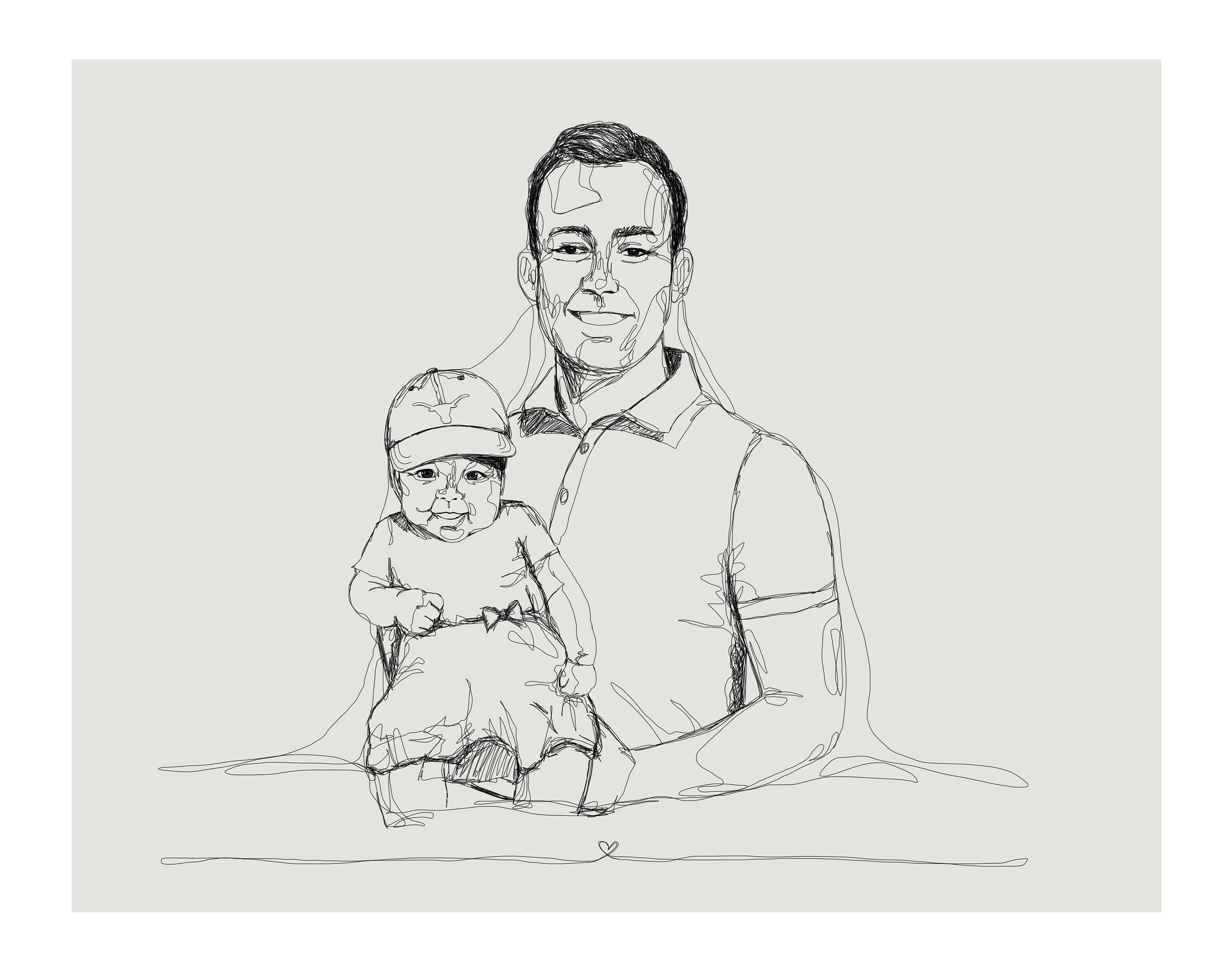 CUSTOM One-line FAMILY PORTRAIT Made From Photos, With Writing or Heart ...