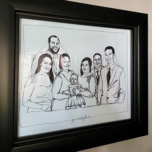 CUSTOM One-line FAMILY PORTRAIT Made From Photos, With Writing or Heart ...