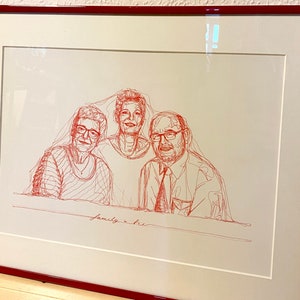 CUSTOM One-line FAMILY PORTRAIT Made From Photos, With Writing or Heart ...