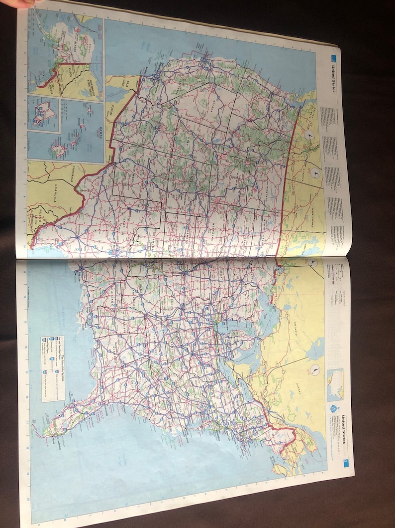 Vintage and Collectible Road Atlas Map of the United States, Canada and ...