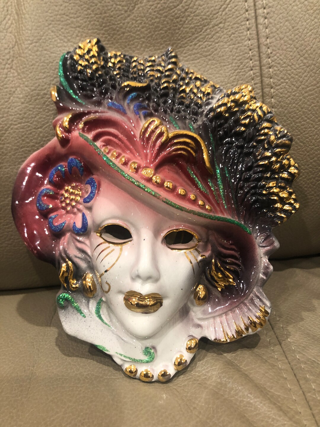 Handmade and Hand Painted Vintage Venetian Carnevale Porcelain Wall ...