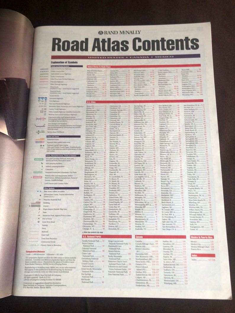 Vintage and Collectible Road Atlas Map of the United States, Canada and ...