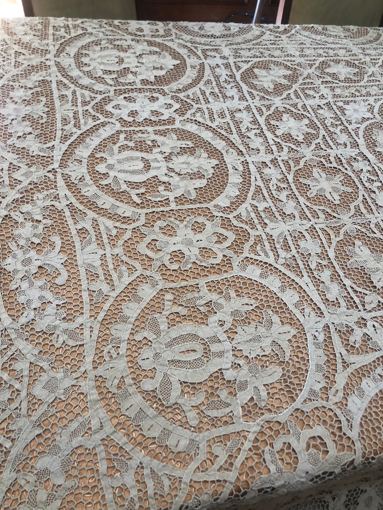 Vintage Handmade Venetian Point De Venise Ecru Tablecloth - Etsy