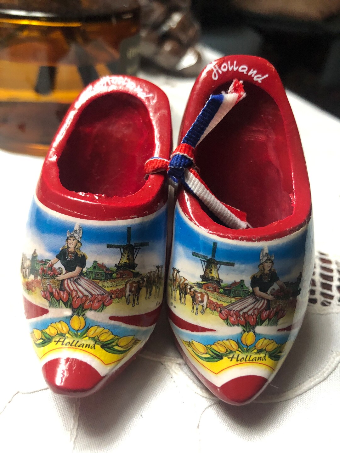 Hand Made Miniature Red Wooden Clogs From Holland. - Etsy