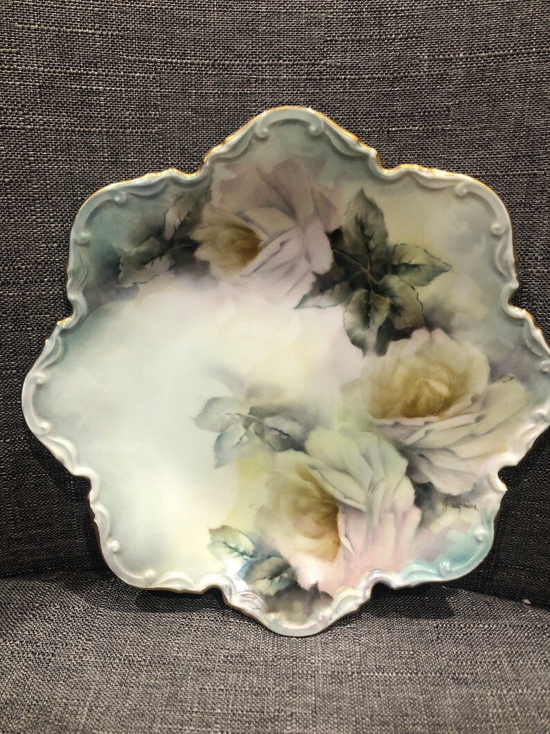 Stunning Hand Painted Decorative Porcelain Plate of Roses by Josephine ...