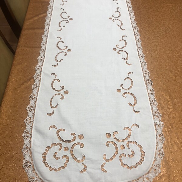 Linen Lace Runner - Etsy