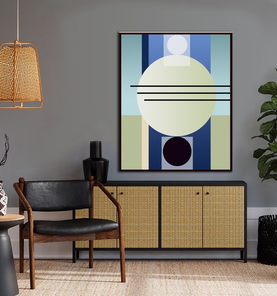 Mid Century Modern Blue Tones Wall Art Print Large Home - Etsy