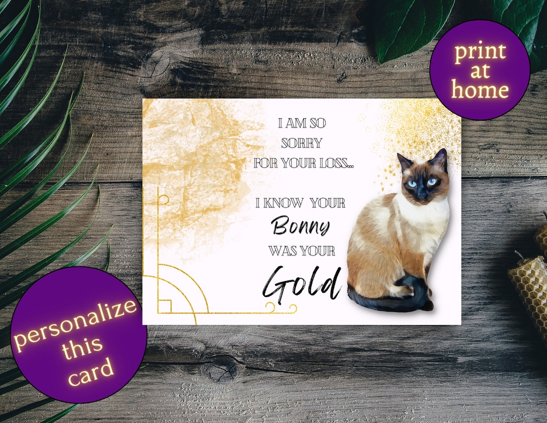 Personalized Cat Loss Card, Custom Cat Loss Sympathy Card, Printable ...