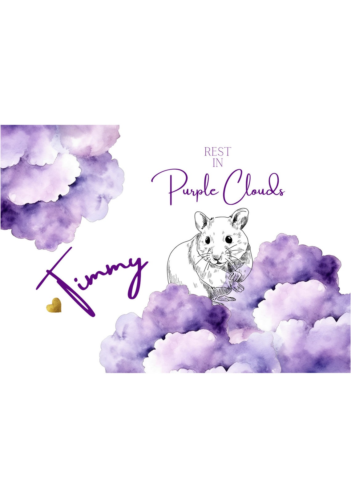 Personalized Hamster Sympathy Card: Purple Clouds Memorial (digital ...