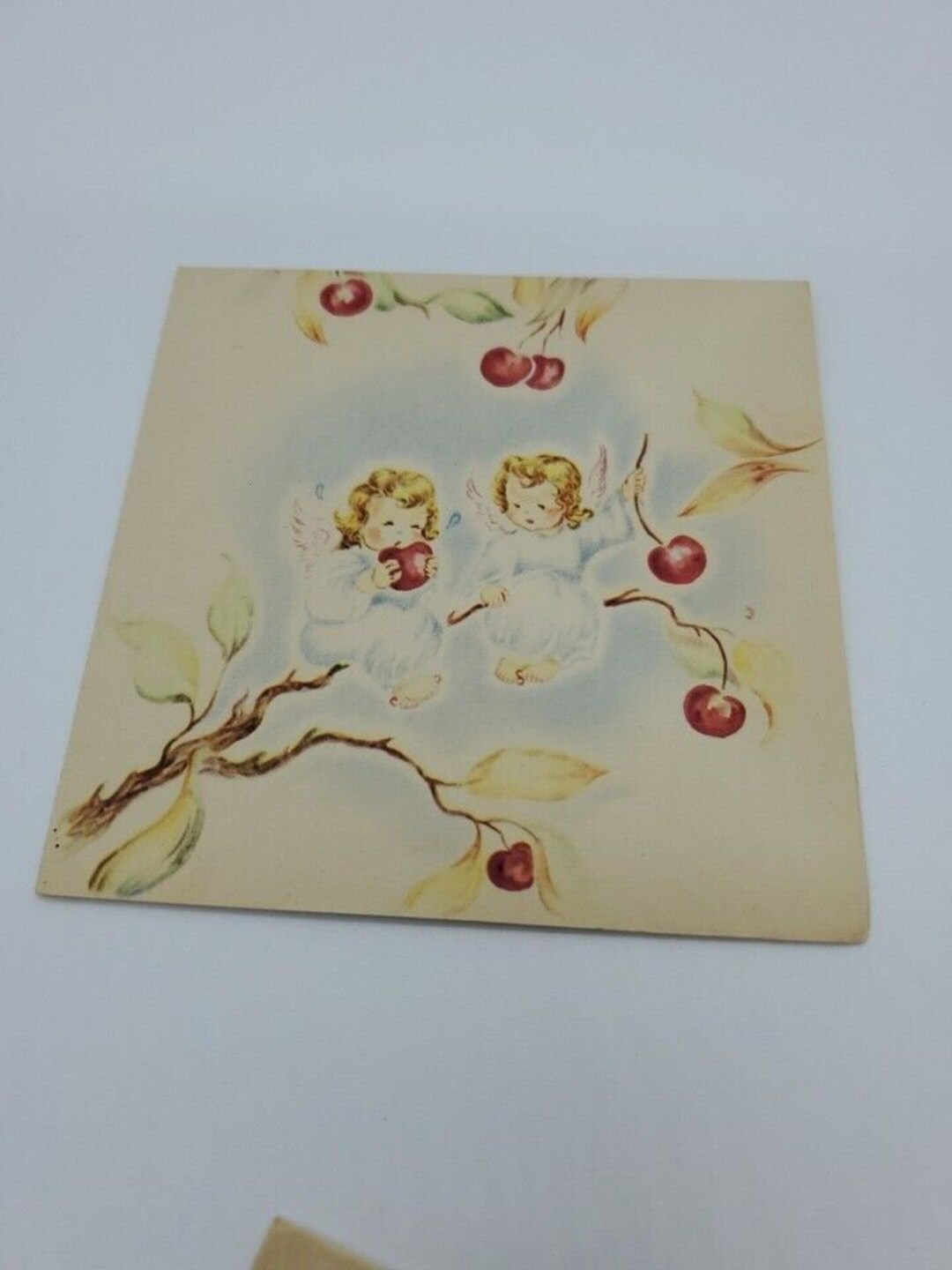 Vintage Angels Eating Cherries Card Print Harry Doehla Company USA Made ...