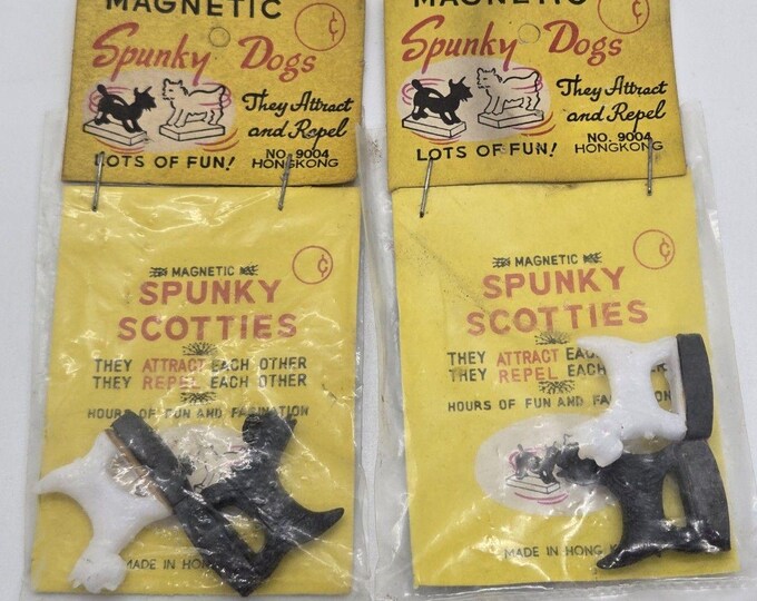 Vintage Magnetic Spunky Dogs Scottie Dog Plastic Miniature Toys 1960's ...