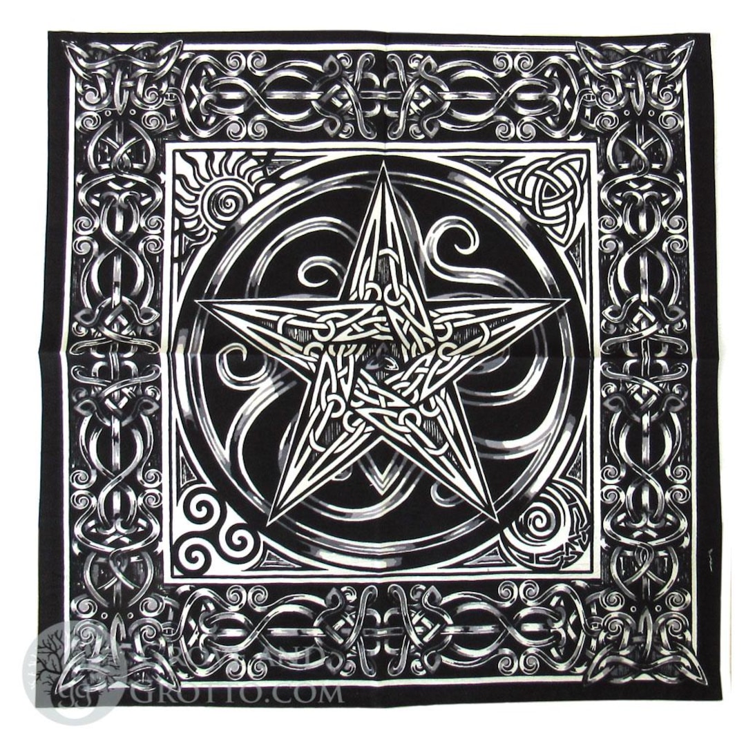 Pentacle Altar Cloth (24 Inches) - Black and Gray - Etsy