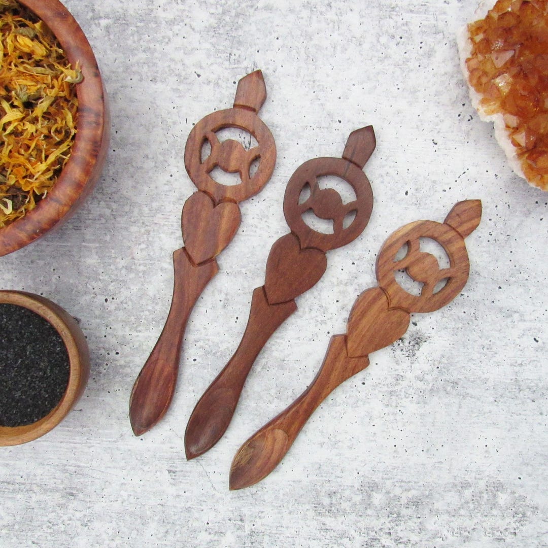 Triple Moon Carved Wooden Spoon - Etsy
