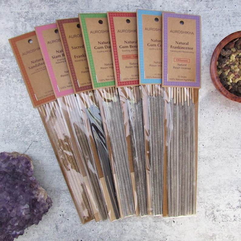 Auroshikha Resin Incense Sticks - Package of 10 Sticks - Choose Scent ...