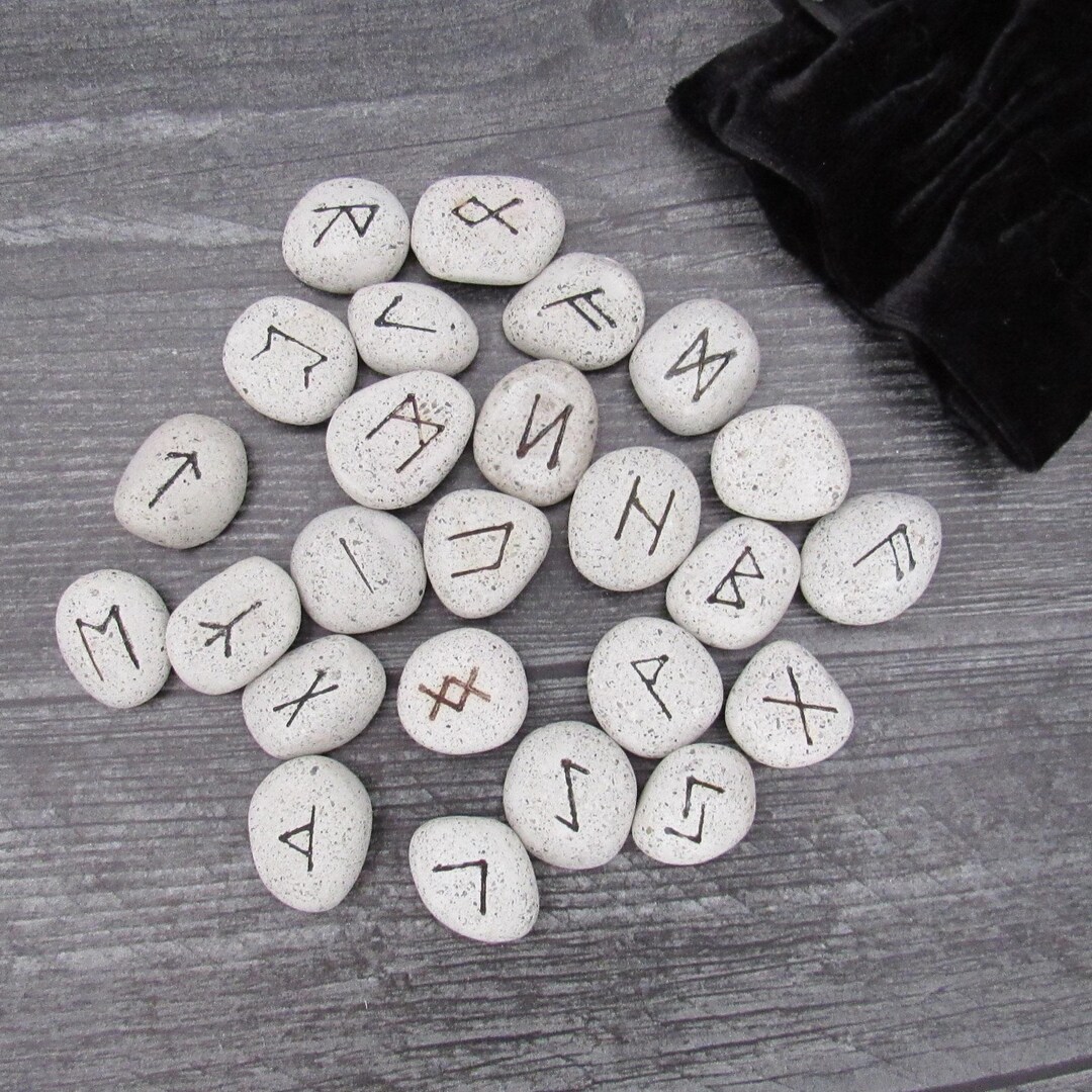 Ceramic Rune Set With Velvet Bag - Etsy