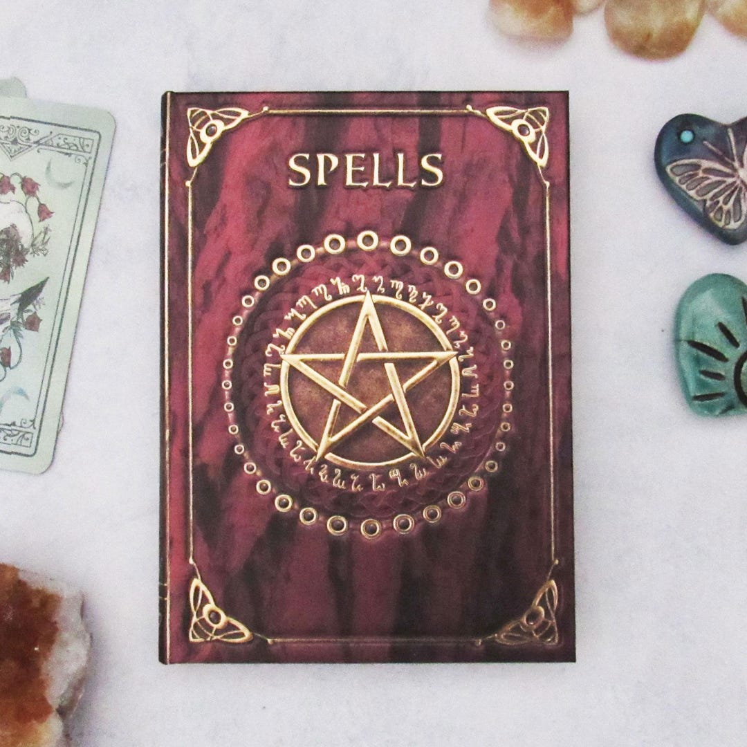 Hardcover "spells" Journal - Red and Gold - Etsy