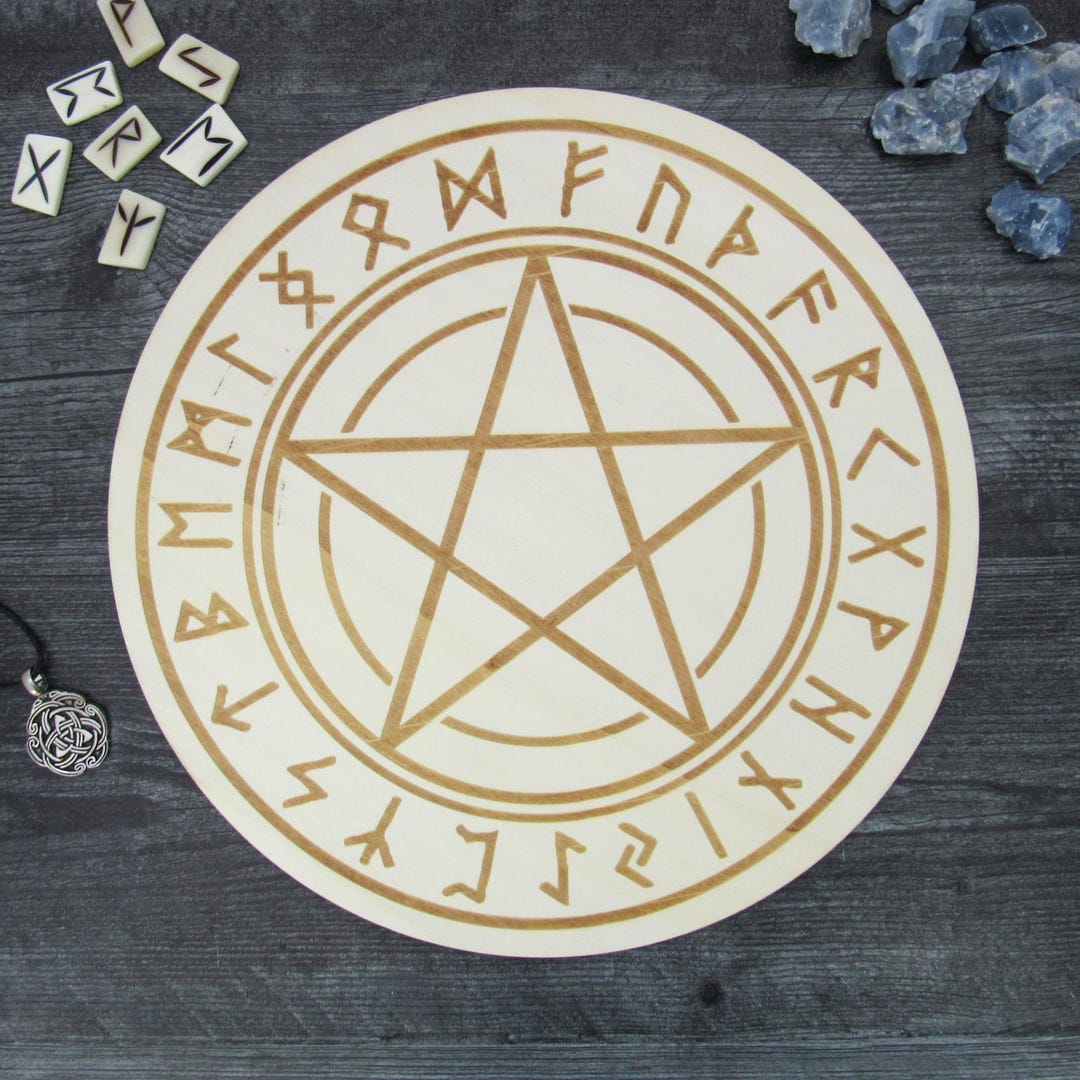 Runic Pentagram Altar Tile on Birch Wood - 12 Inches - Etsy