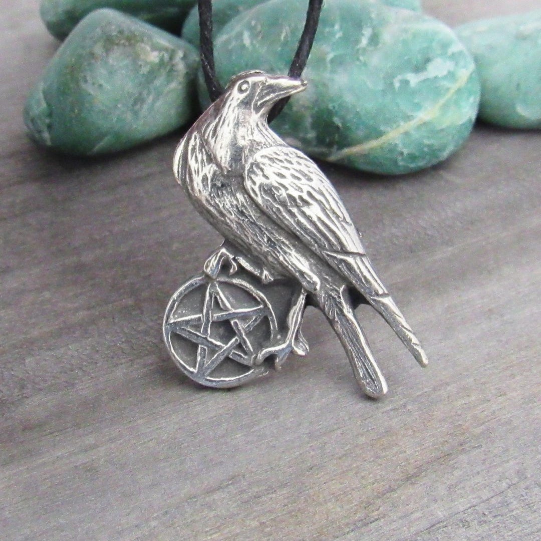 Pentacle of the Raven Pewter Pendant - Etsy