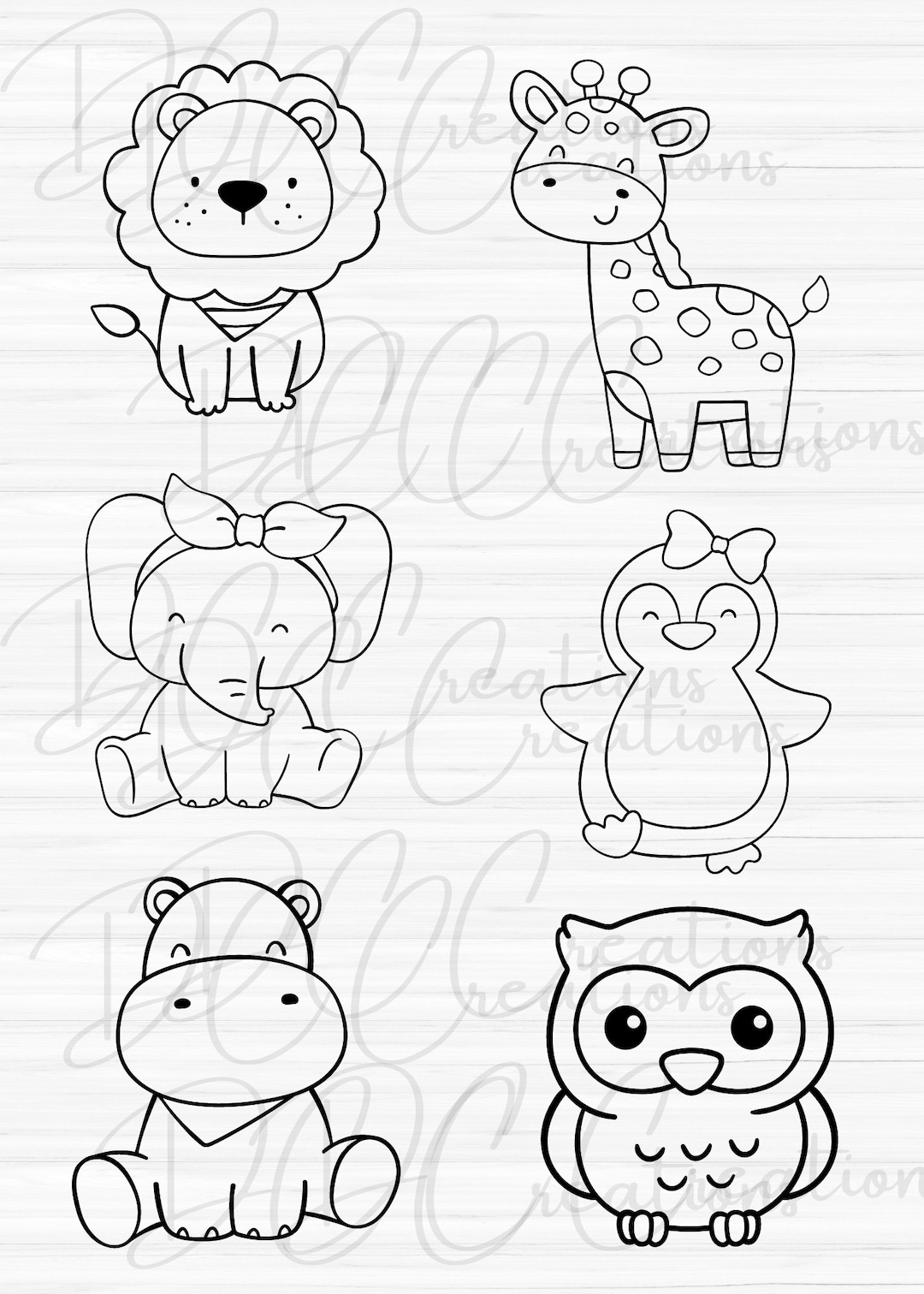 Baby Animal Bundle SVG. PNG. | 6 Baby Animal Clip Art | Baby Animal ...