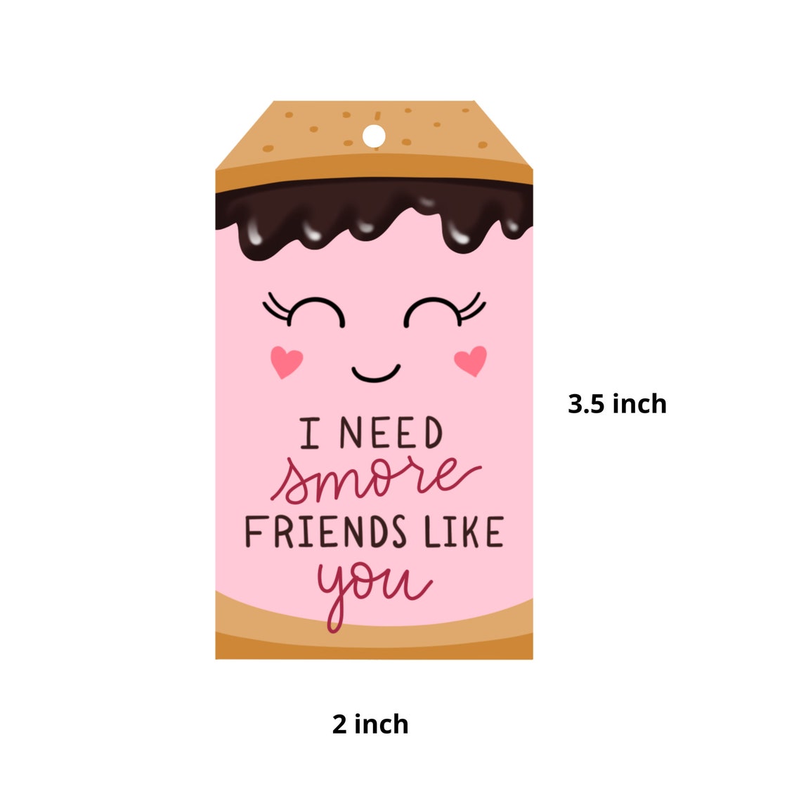 Pink Smores Printable Gift Tags, Valentines Day Instant Download, Class ...
