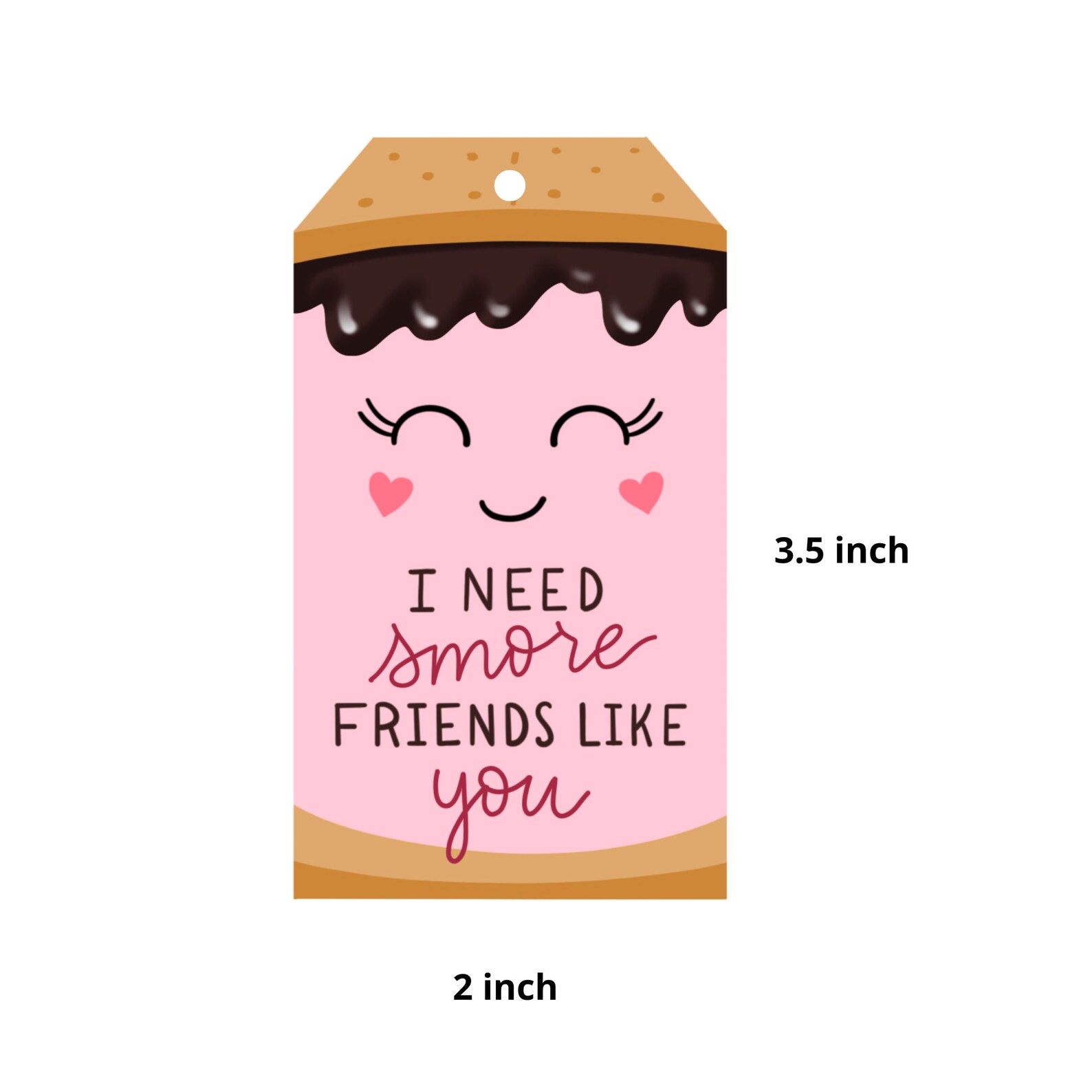 Pink Smores Printable Gift Tags, Valentines Day Instant Download, Class ...