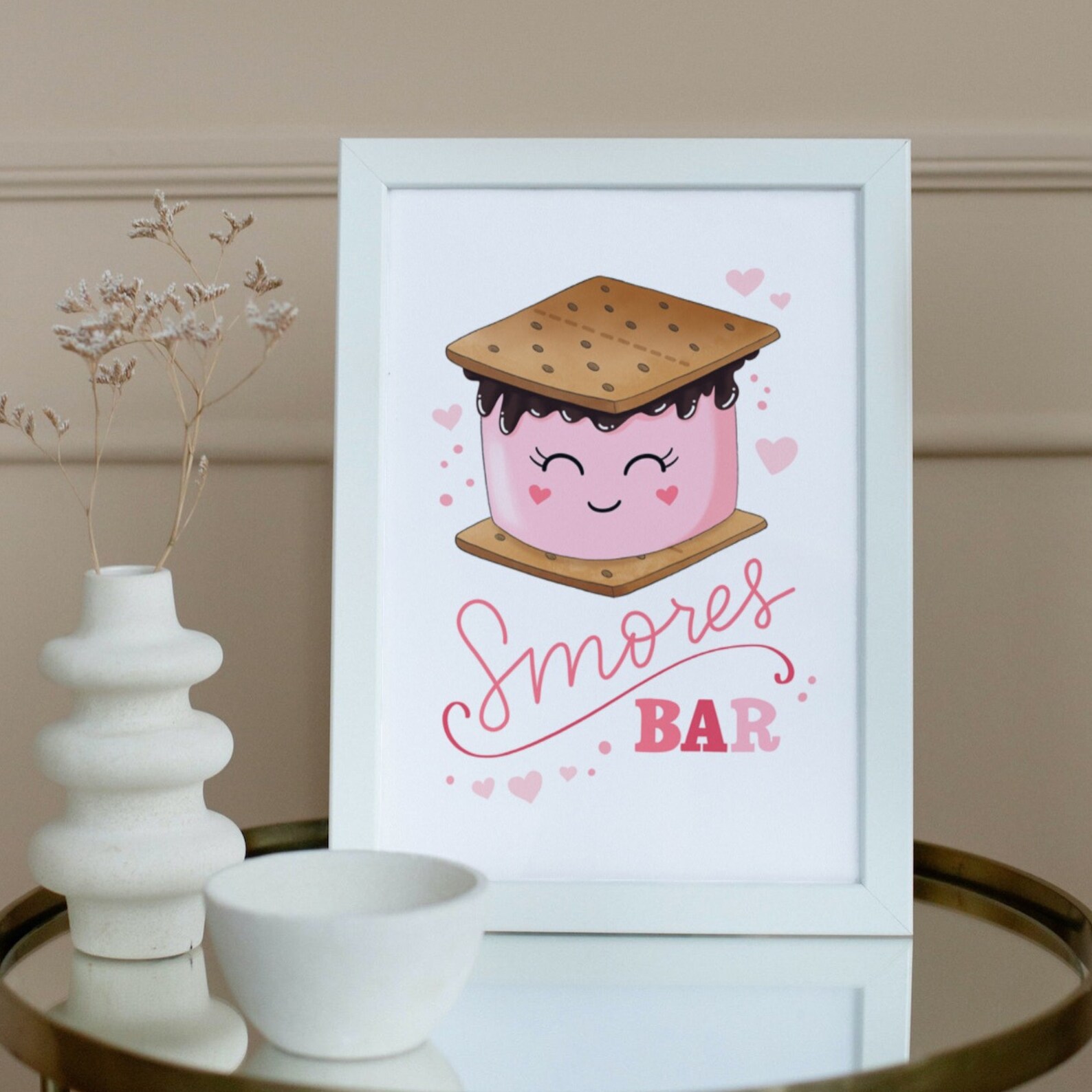 Pink Smores Bar Sign, Valentines Day Printable, Pink and Red Decor ...